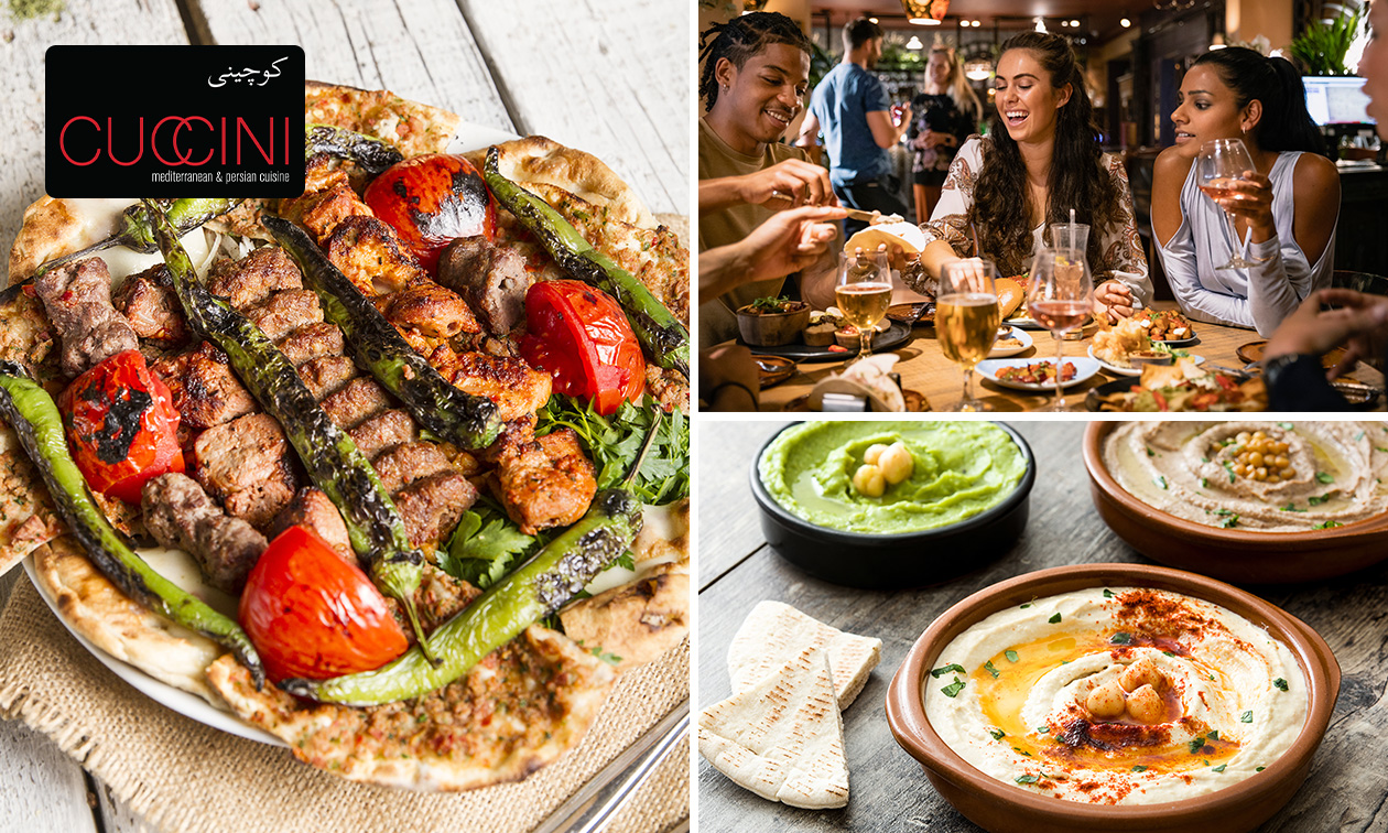 Restaurant Cuccini, Persische Vorspeisenplatte oder Kebab-Mix-Platte in ...