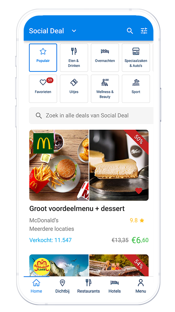 De GRATIS Social Deal app: Social Deal voor onderweg
